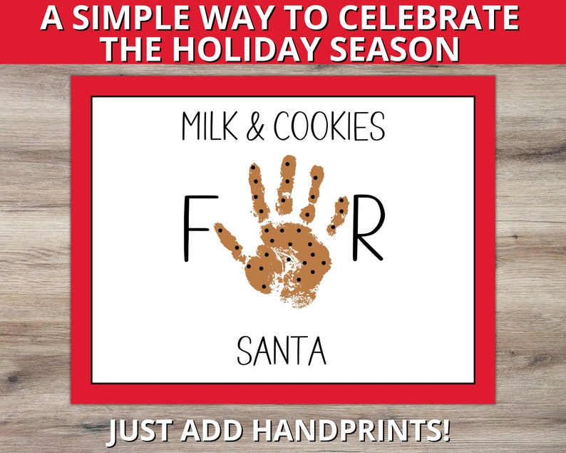Milk & Cookies for Santa Handprint Art, Christmas Handprint Art ...