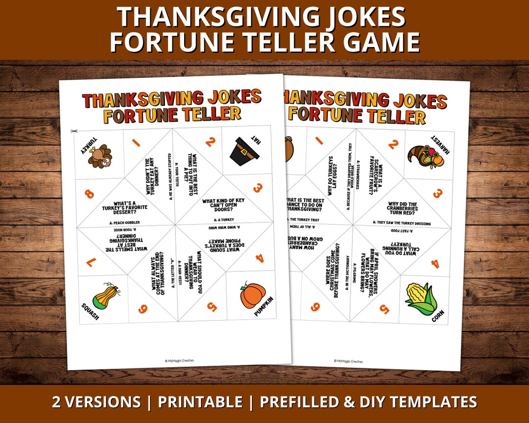 Thanksgiving Joke Fortune Teller Game, Thanksgiving Cootie Catcher ...