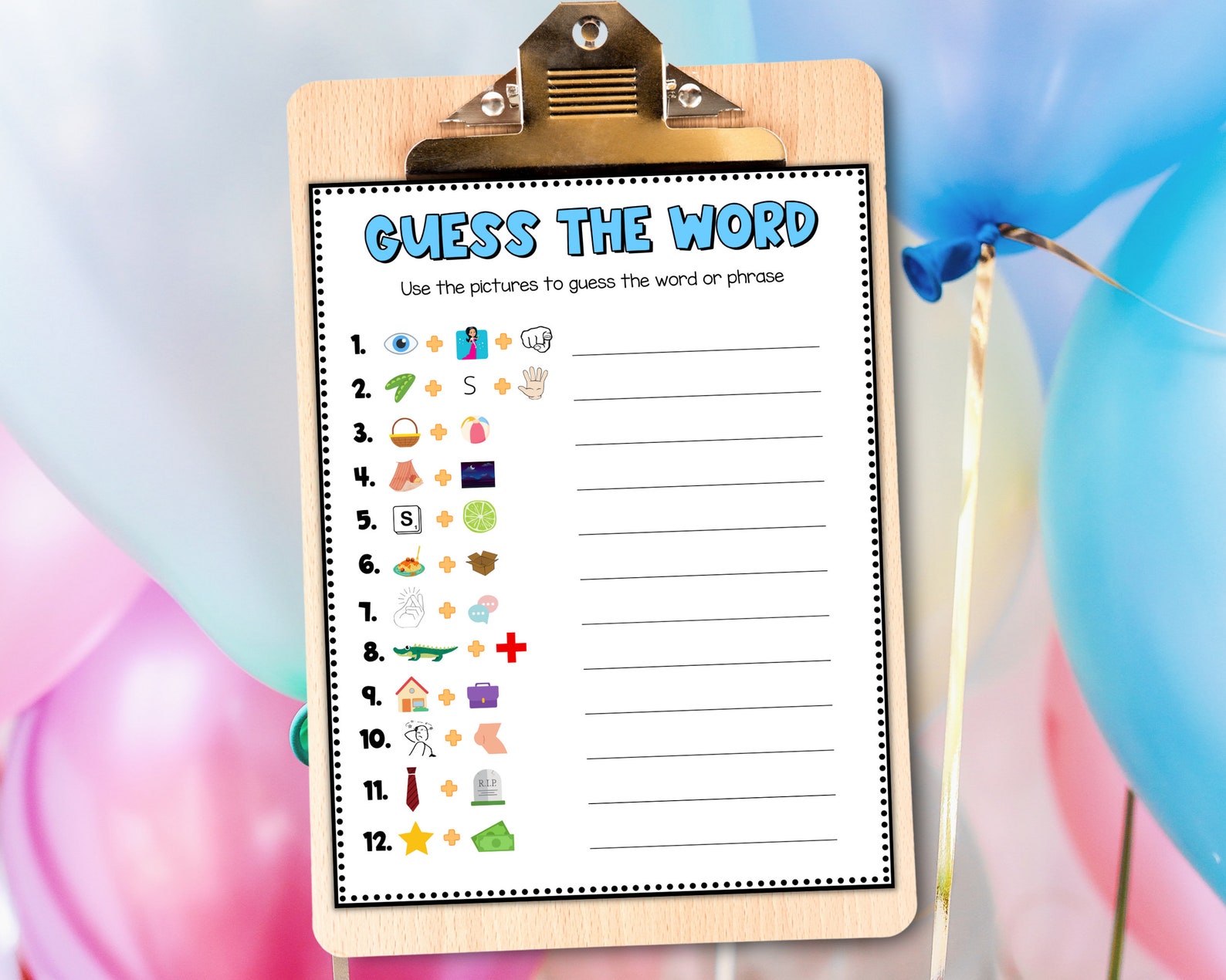 Guess the Word Game, Rebus Puzzles and Brain Teasers, Rainy Day ...