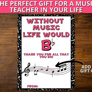 Music Teacher Appreciation Gift Card Holder, Music Teacher Appreciation ...