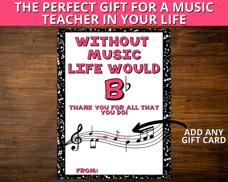 Music Teacher Appreciation Gift Card Holder Music Teacher - Etsy