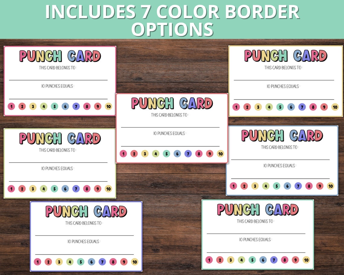 Classroom Reward Punch Cards Student Punch Cards Classroom - Etsy