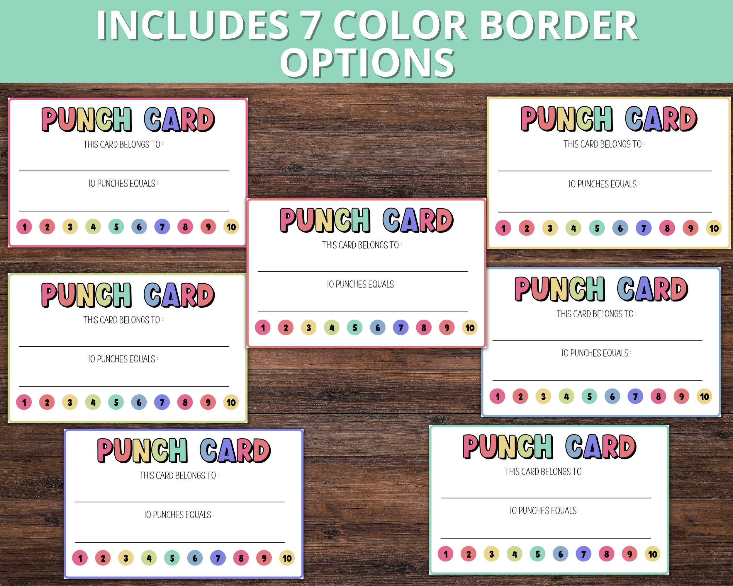 Classroom Reward Punch Cards Student Punch Cards Classroom - Etsy