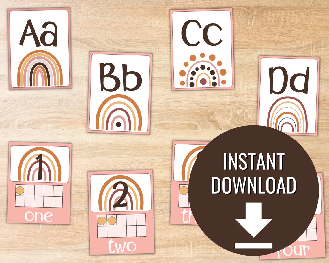 Neutral Boho Alphabet and Number Posters Boho Classroom Décor - Etsy