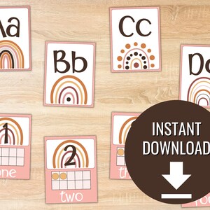 Neutral Boho Alphabet and Number Posters, Boho Classroom Décor - Etsy