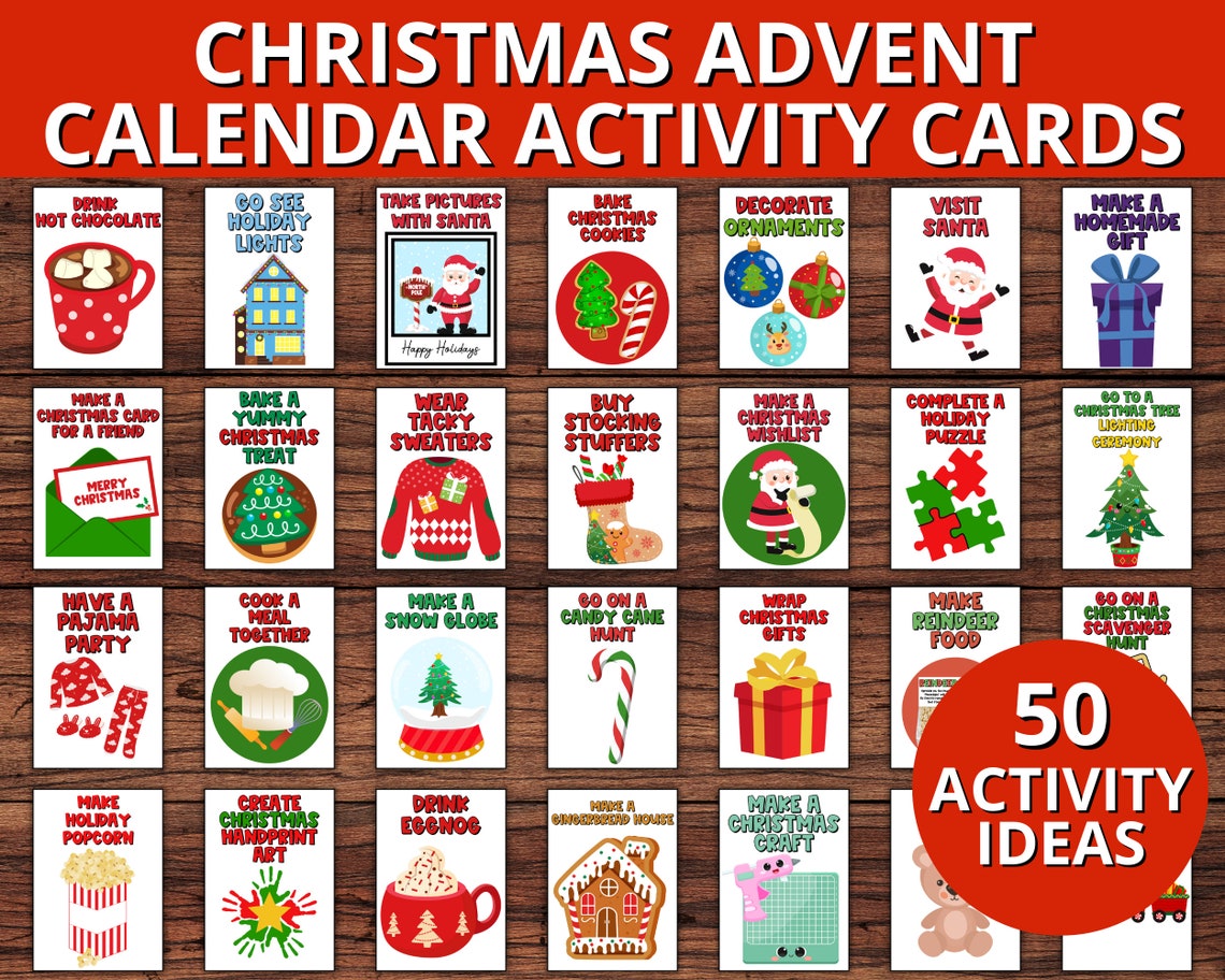 Christmas Advent Calendar Activity Cards Family Holiday - Etsy