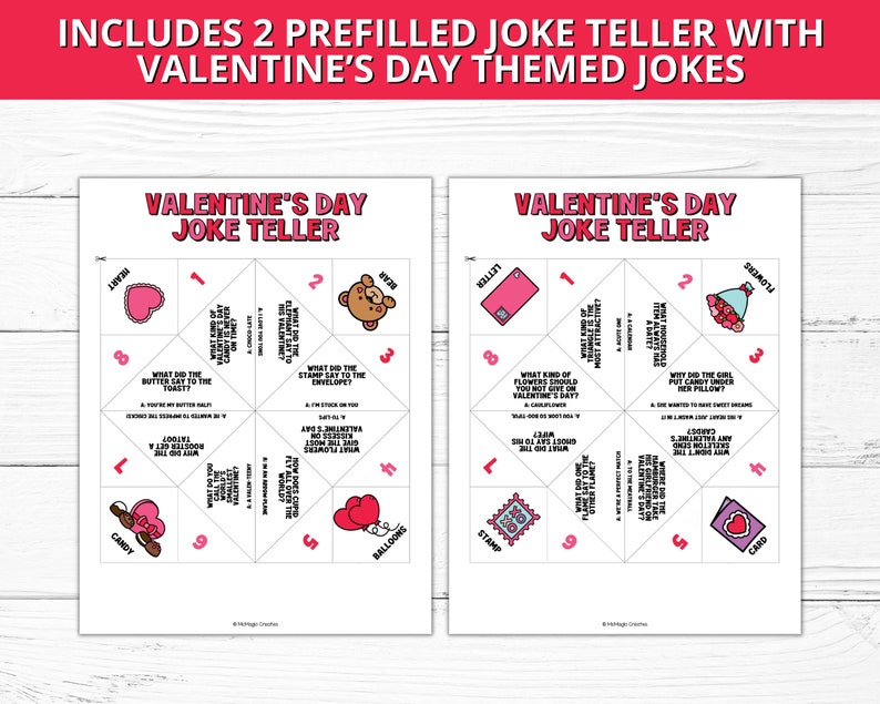 Valentine Joke Teller, Valentine Cootie Catcher Printable - Etsy