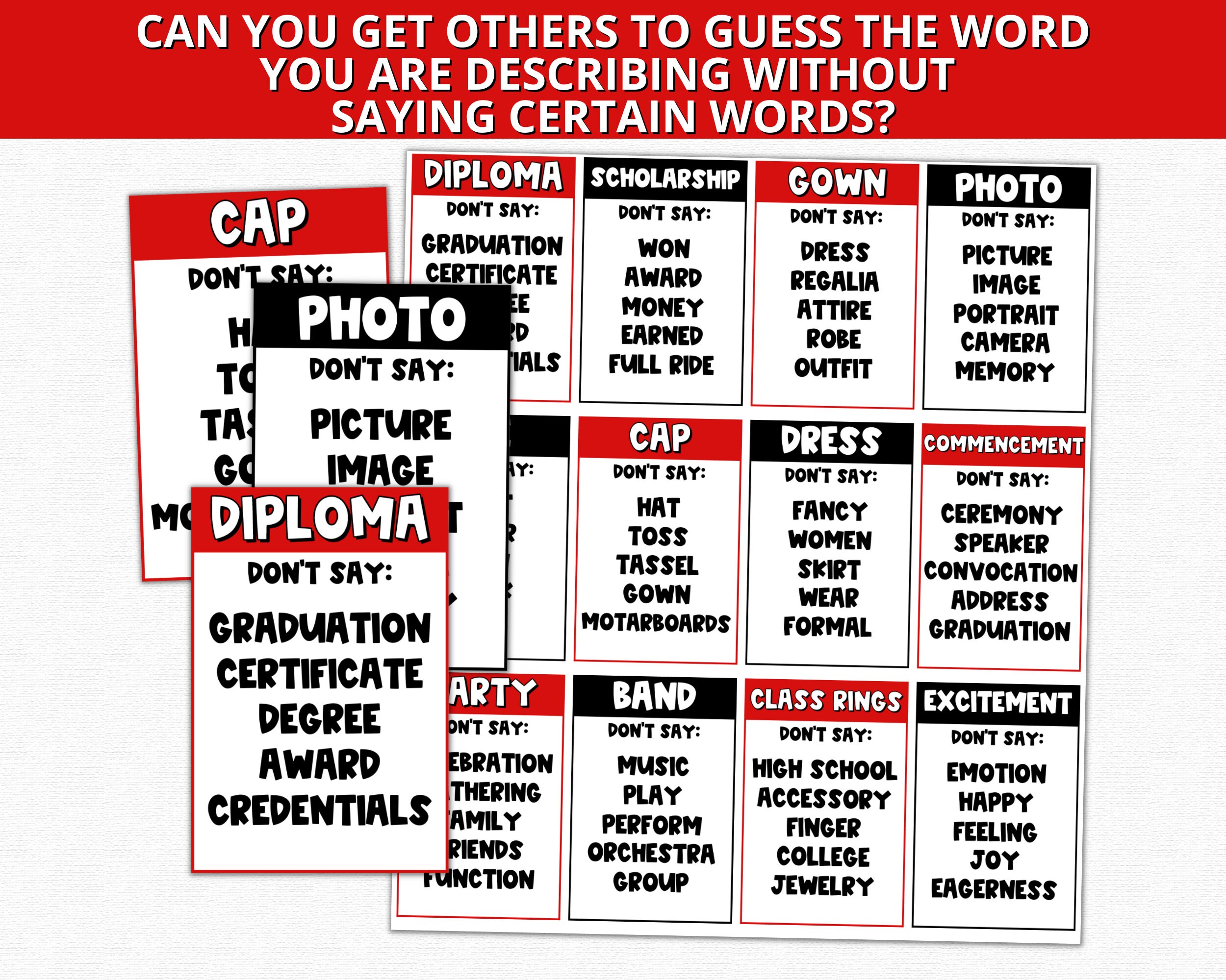 Graduation Themed Banned Babble A Forbidden Word Game, Graduation Party ...