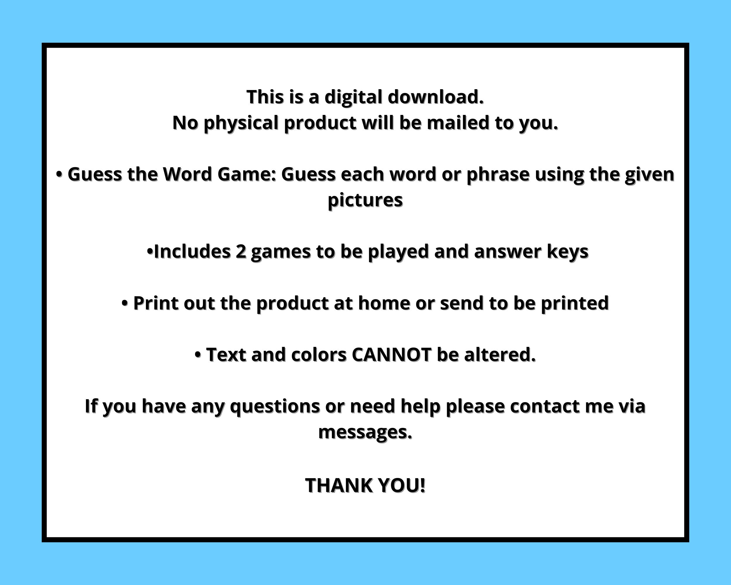 Guess the Word Game, Rebus Puzzles and Brain Teasers, Rainy Day ...