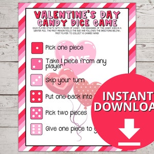 Valentine's Day Candy Dice Game, Valentine's Activity for Kids ...
