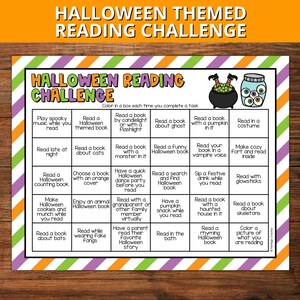 Halloween Reading Challenge for Kids, Printable Reading Challenge ...