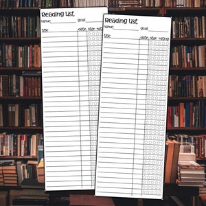 Reading List Bookmark, Printable Library Card Bookmarker, Reading Log ...