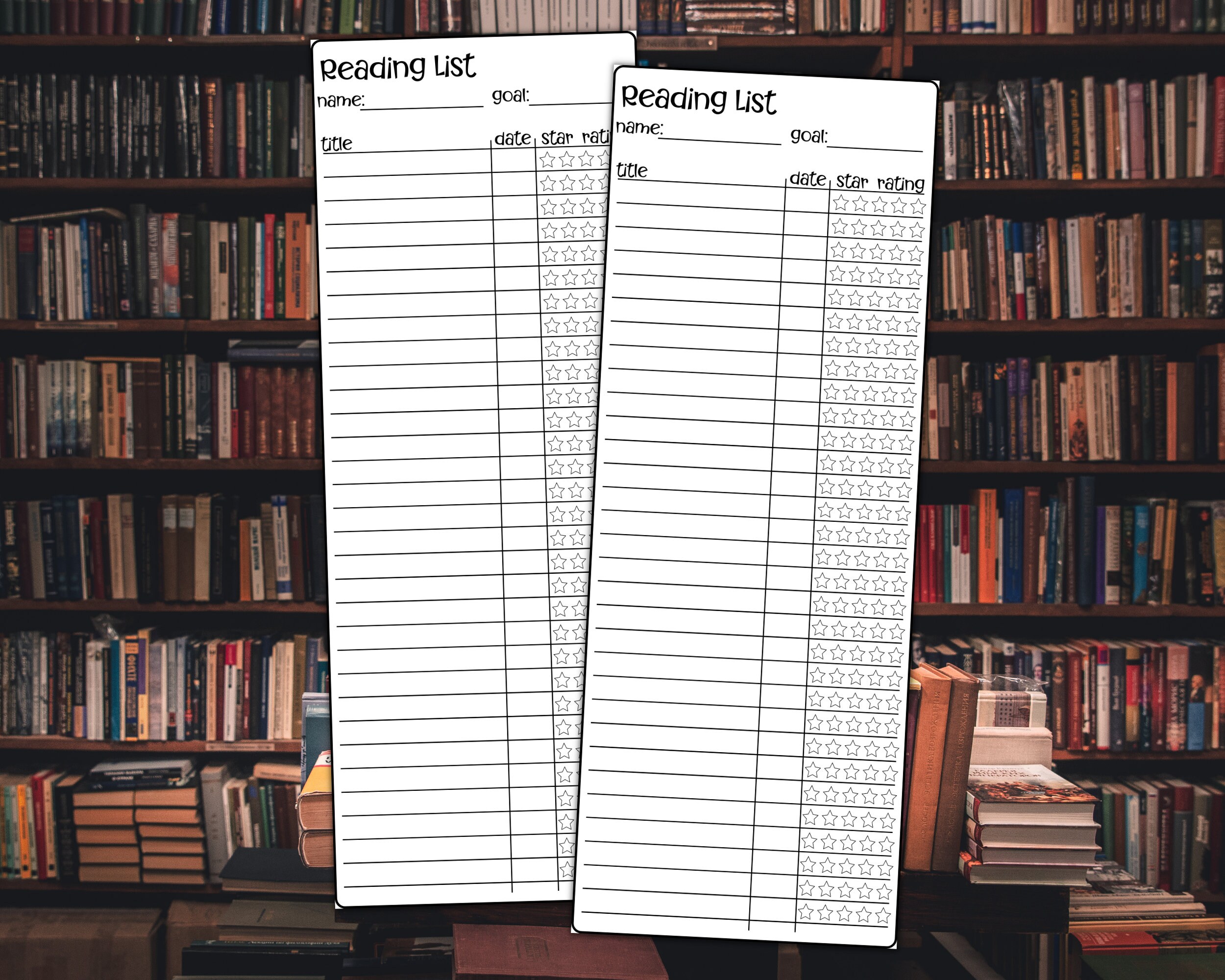 Reading List Bookmark Printable Library Card Bookmarker - Etsy