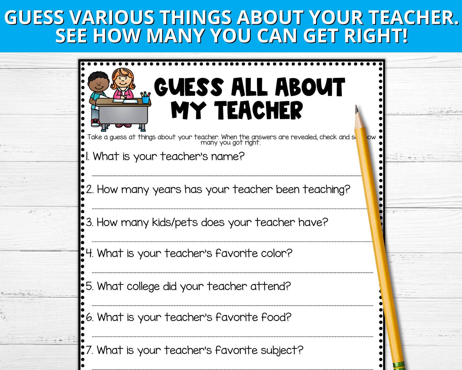 Guess All About My Teacher Game, Printable Back to School Icebreaker ...