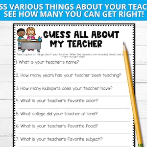 Guess All About My Teacher Game, Printable Back to School Icebreaker ...