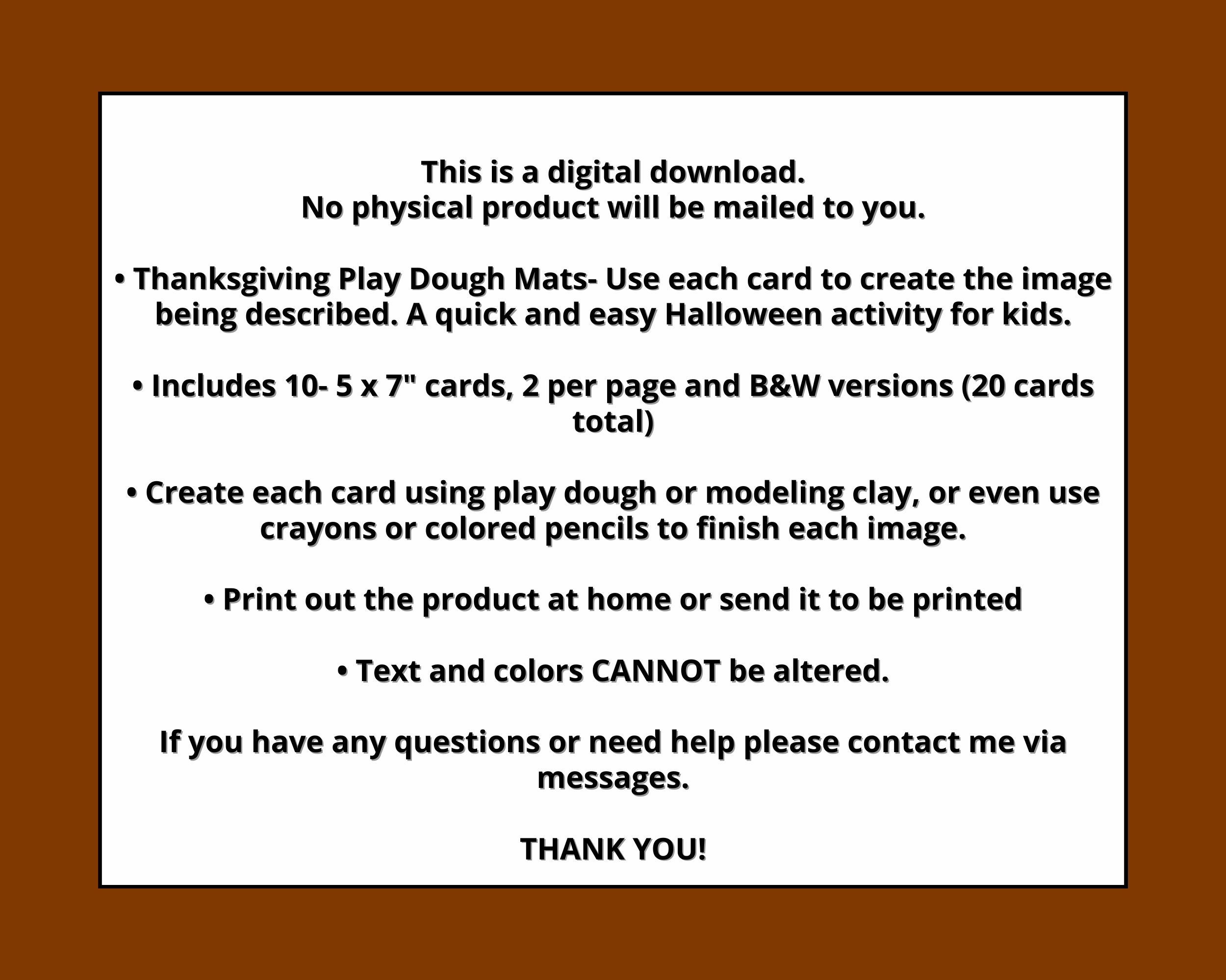 Thanksgiving Play Dough Mats Printable Play Dough Mats - Etsy