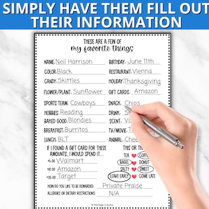 Employee Favorites, Getting to Know You Printable, Employee Favorite ...