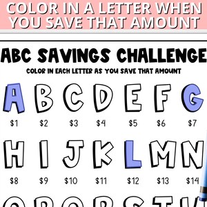 ABC Savings Challenge, Cash Saving Challenge, Saving Printable, Savings ...