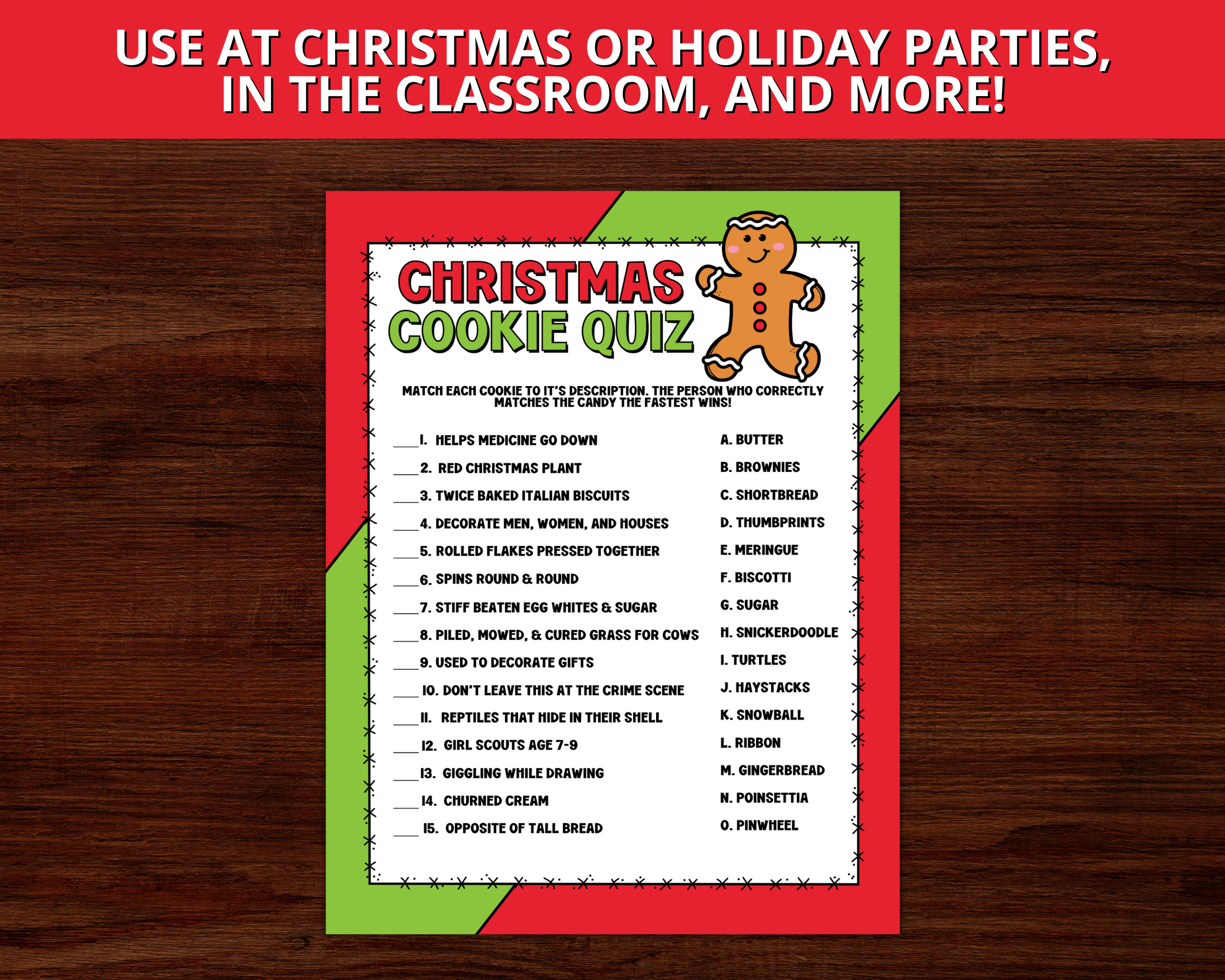 Christmas Cookie Quiz, Christmas Cookie Match Game, Christmas Party ...