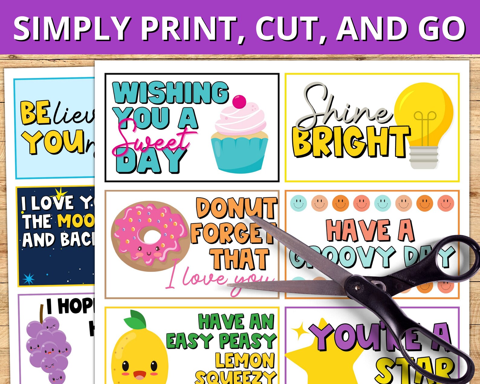 Lunch Box Notes for Kids, Lunch Box Note Template, Positive ...