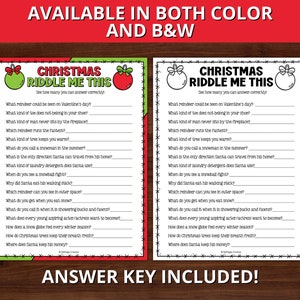 Christmas Riddles Printable, Christmas Trivia Game, Holiday Party Game ...