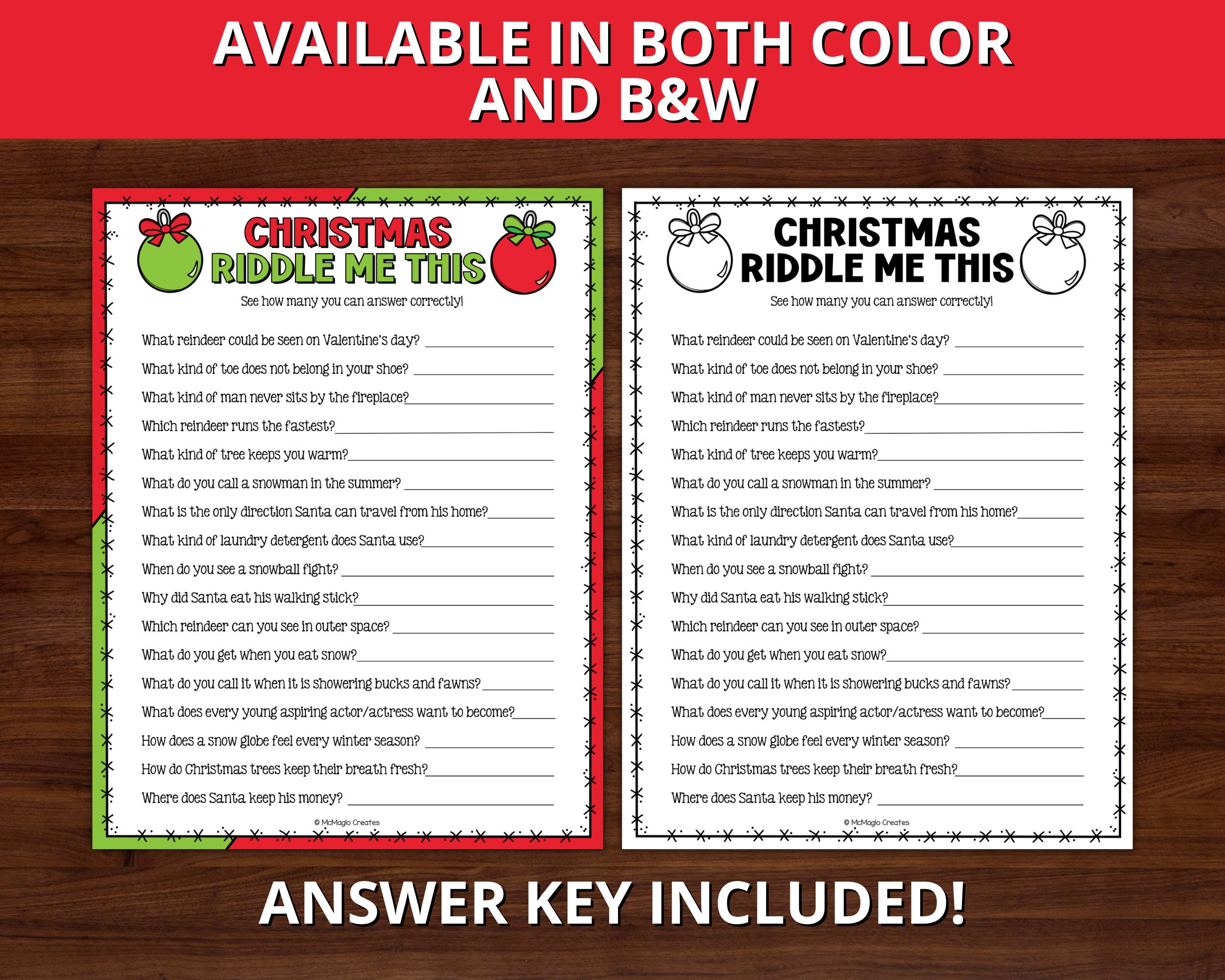 Christmas Riddles Printable, Christmas Trivia Game, Holiday Party Game ...
