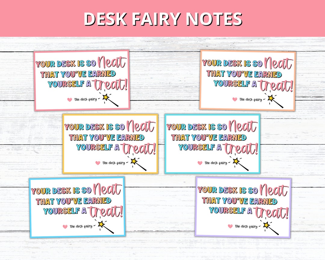 Desk Fairy Notes, Printable Desk Fairy Treat Cards, Desk Fairy Tags - Etsy