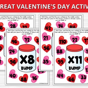 Valentine's Day Multiplication Bump Game, Valentine Classroom Activity ...