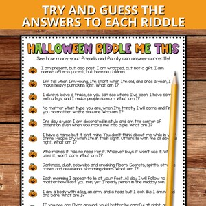 Halloween Riddle Me This, Halloween Trivia Game, Kids Halloween Party ...