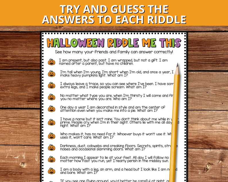 Halloween Riddle Me This Halloween Trivia Game Kids - Etsy