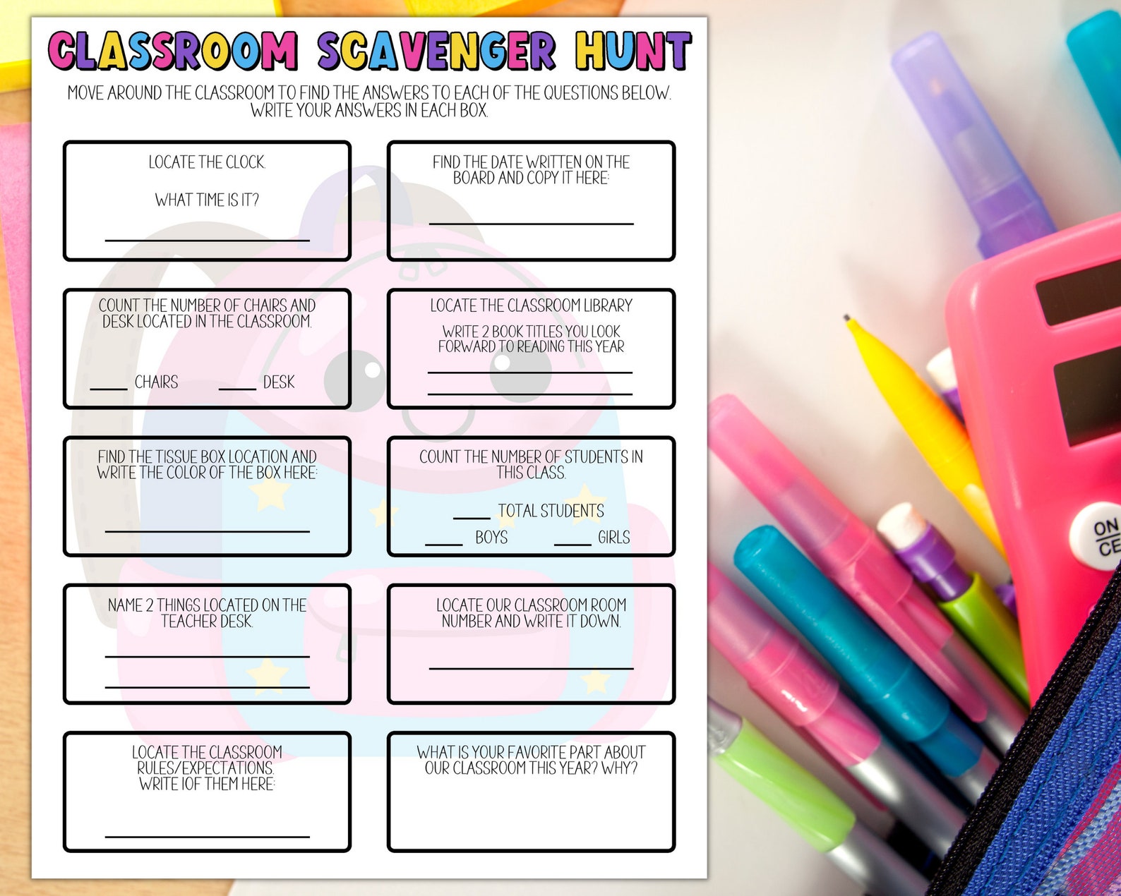 Classroom Scavenger Hunt Back to School Scavenger Hunt - Etsy