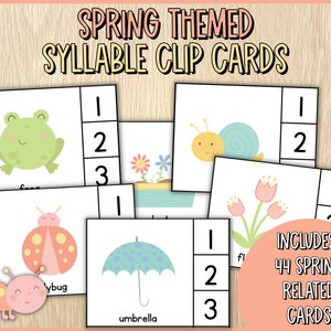 Spring Syllable Clip Cards, Printable Syllable Activity - Etsy