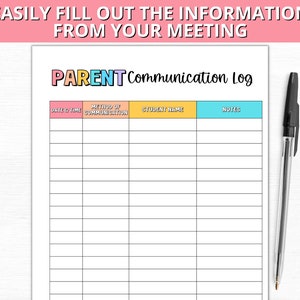 Parent Communication Log, Teacher Communication Record, Communication ...