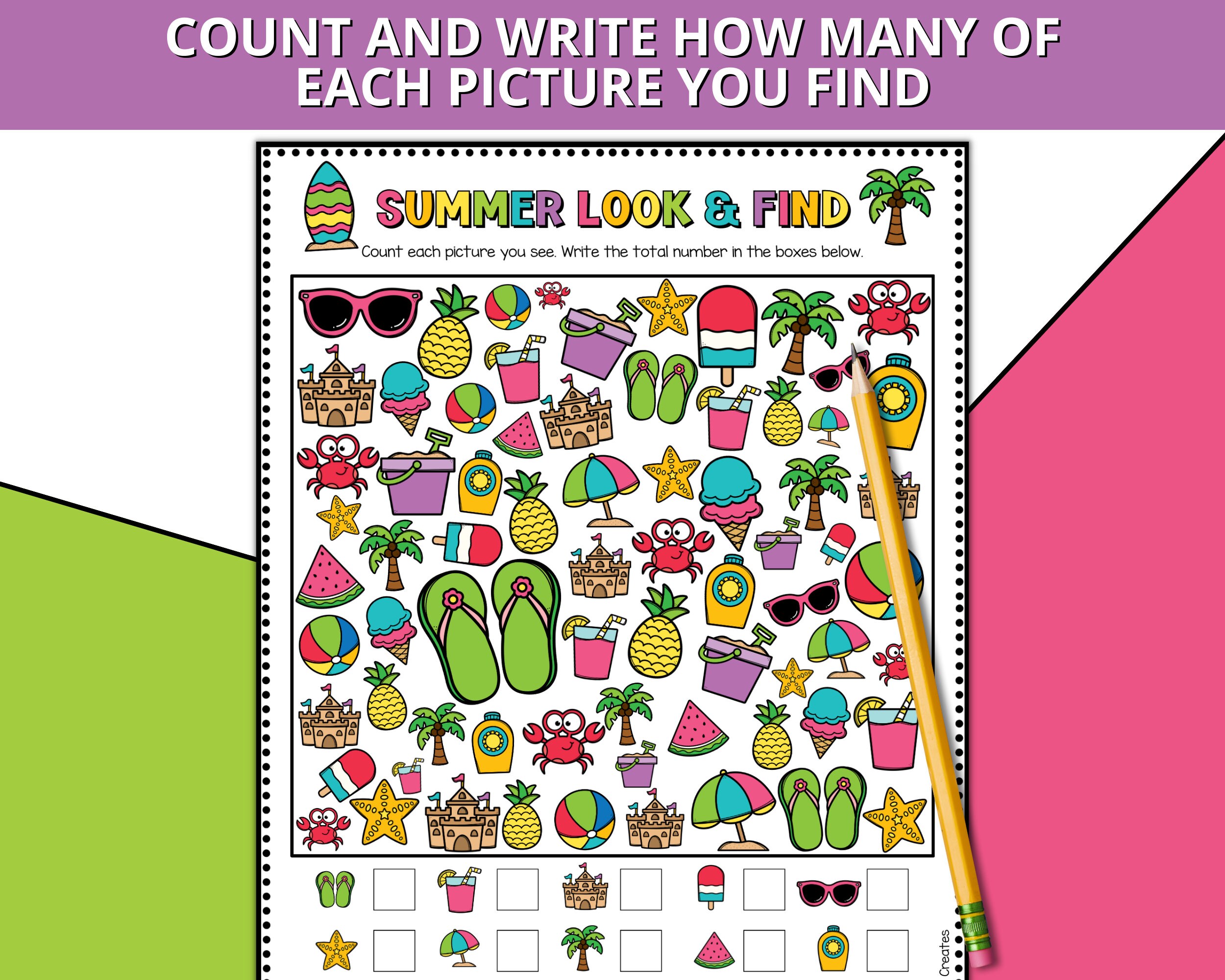 Summer I Spy Activity for Kids, Kids Summer Printable, Summer Themed ...