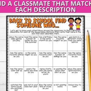 Find Someone Who Back to School Activity, Get to Know You Activity for ...