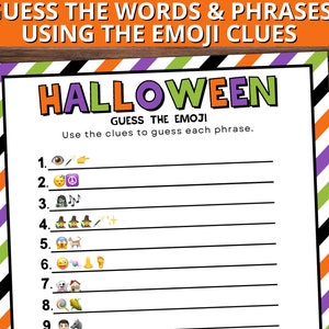 Halloween Guess the Emoji Game Halloween Activities - Etsy