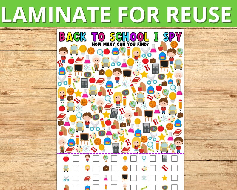 Back to School I Spy Activity for Kids, Back to School Printable, Back ...