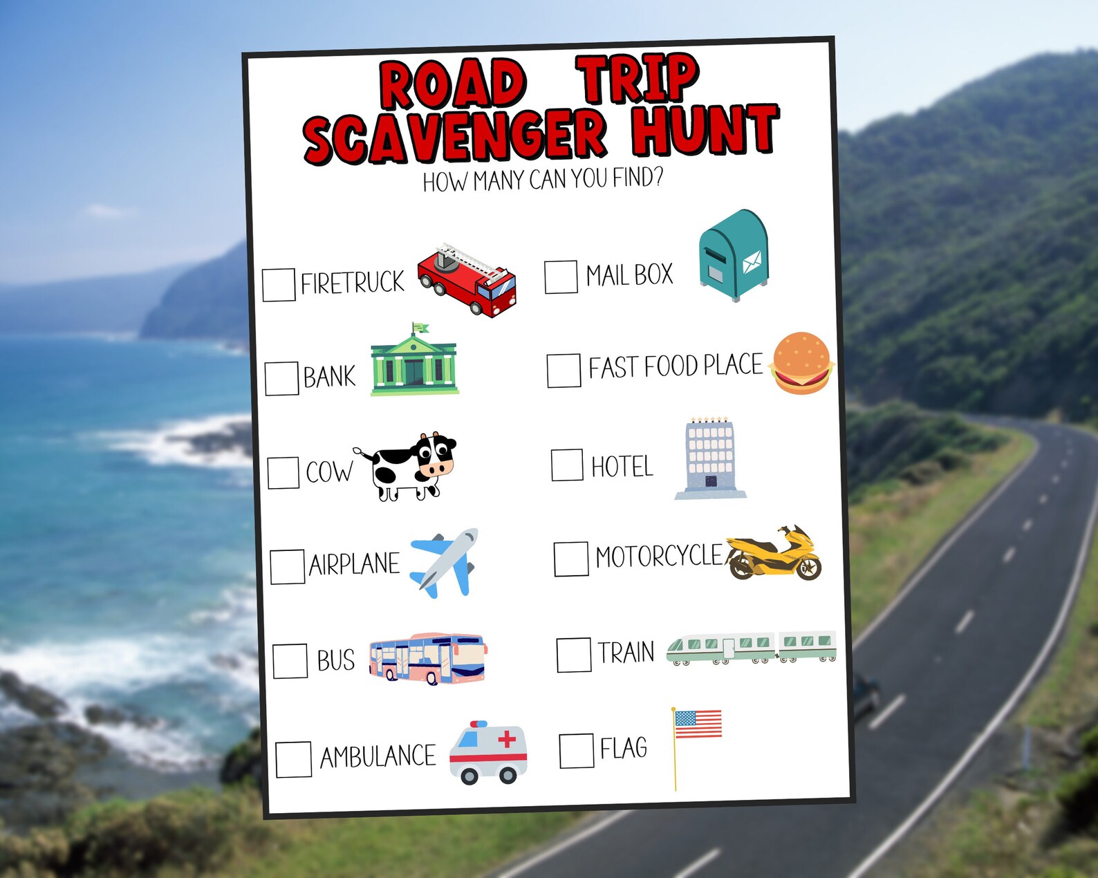 Road Trip Scavenger Hunt Scavenger Hunt Printable for Kids | Etsy