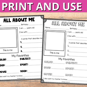 Student All About Me Questionnaire, Printable Back to School Activity ...