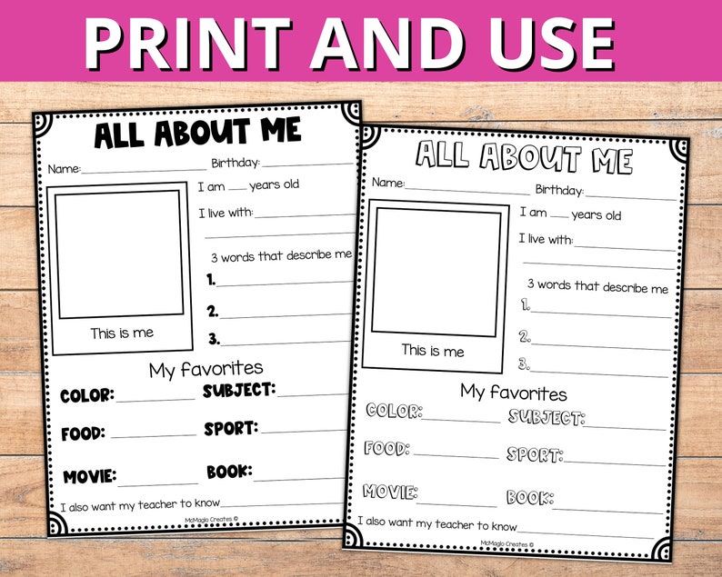 Student All About Me Questionnaire, Printable Back to School Activity ...