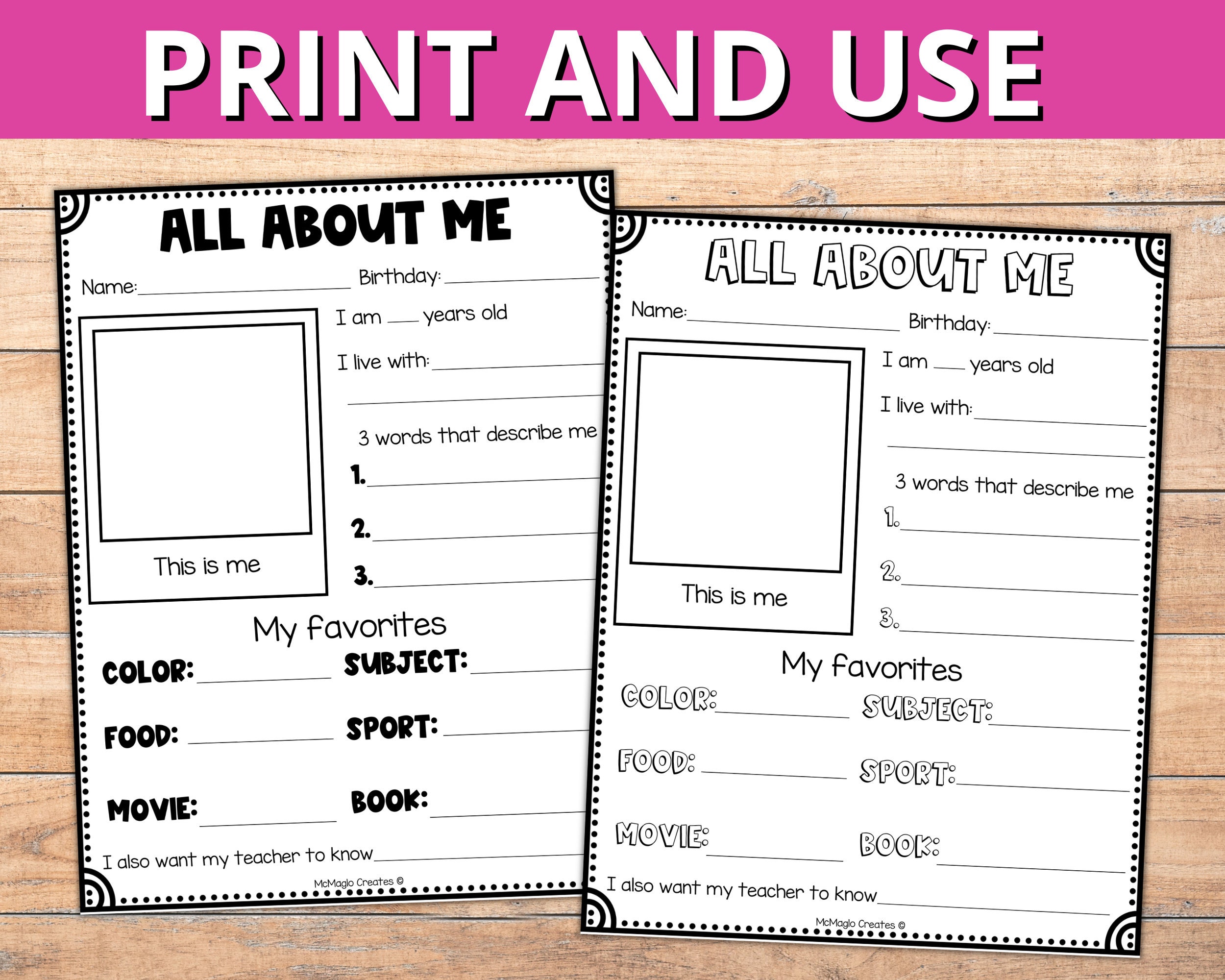 Student All About Me Questionnaire, Printable Back to School Activity ...