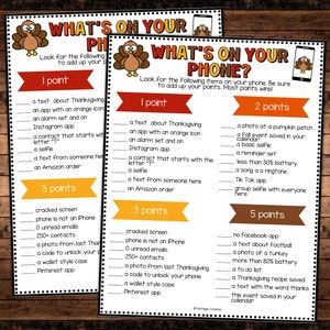 Thanksgiving What's on Your Phone Game, Thanksgiving Printable Games ...
