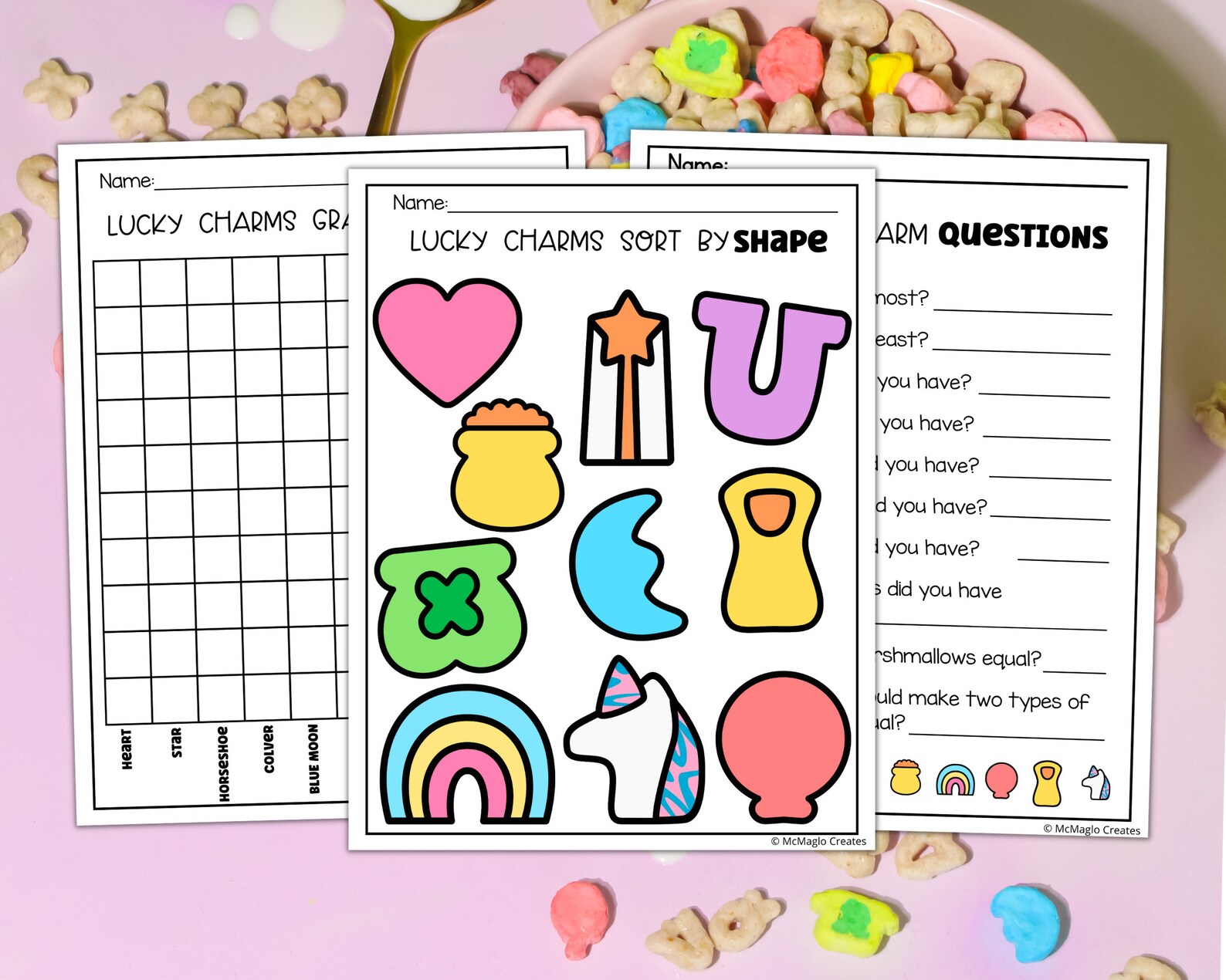 St. Patrick's Day Cereal Marshmallow Math Graphing - Etsy