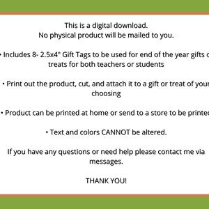 End of the Year Gift Tags for Students and Teachers, End of School Gift ...