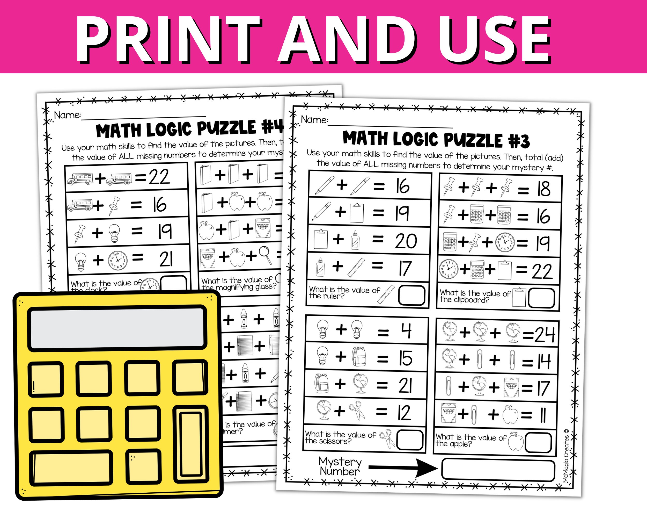 Back to School Math Logic Puzzle, Brain Teasers for Kids, Gifted and ...