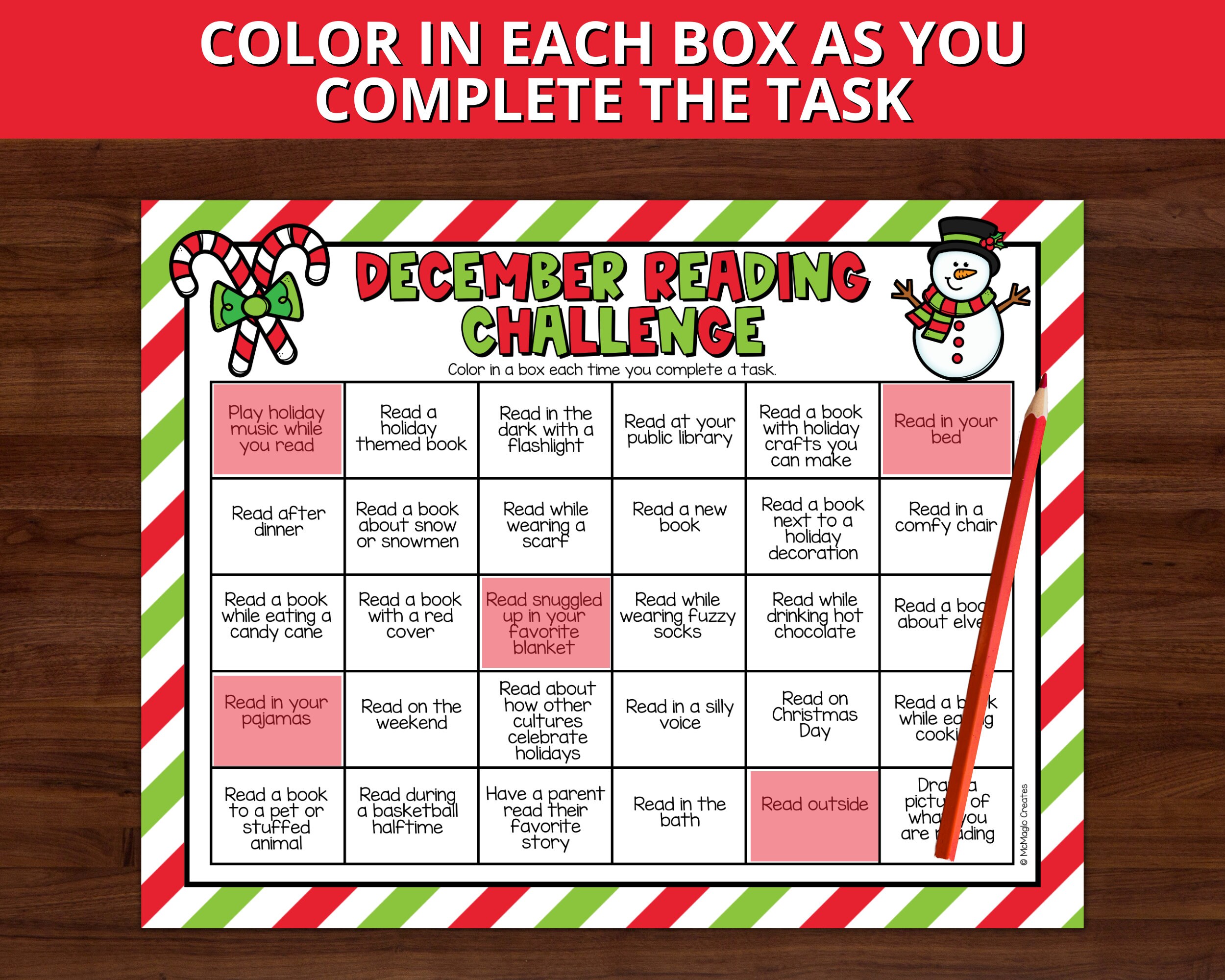 December Reading Challenge for Kids, Reading Printable Activities ...