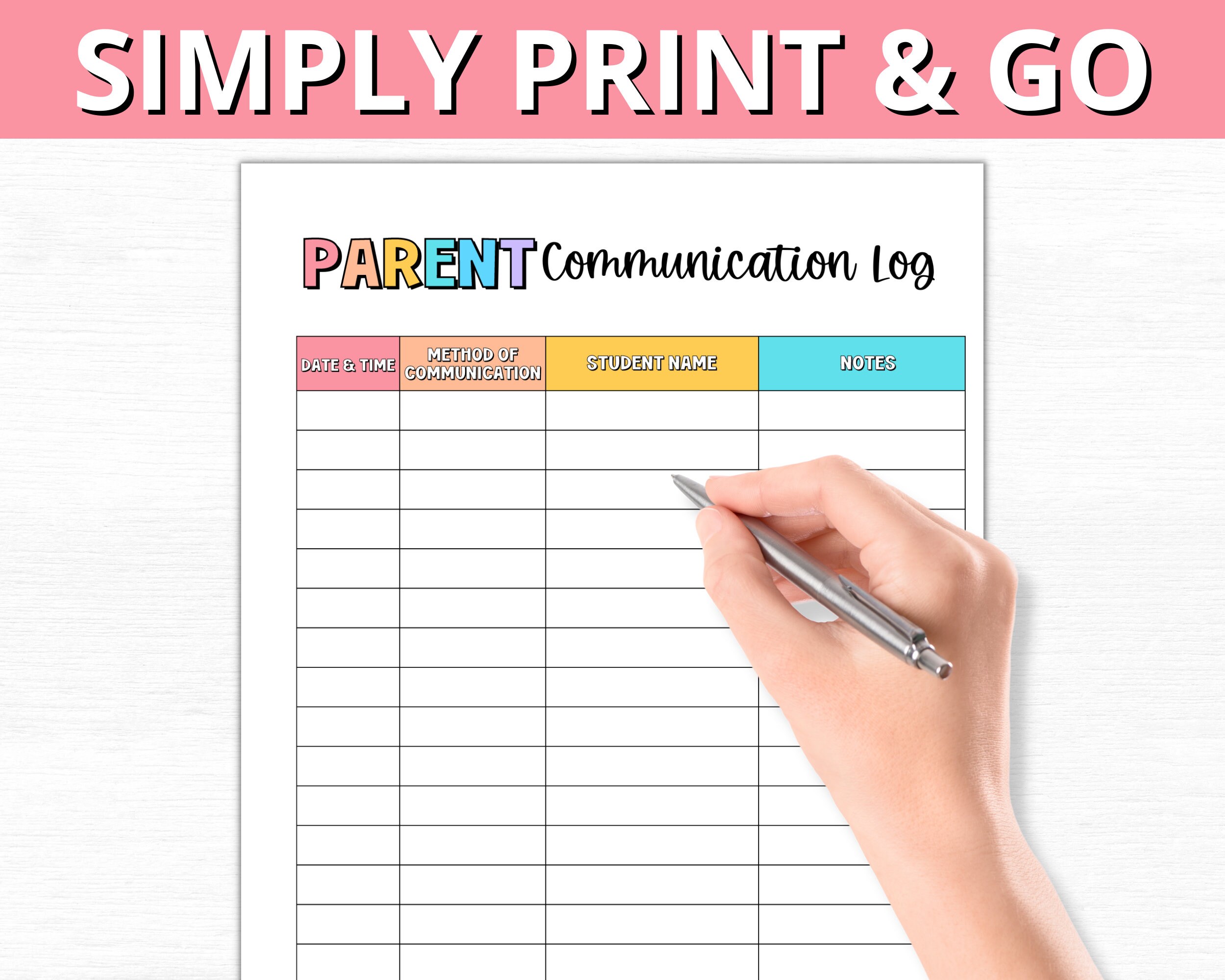 Parent Communication Log, Teacher Communication Record, Communication ...