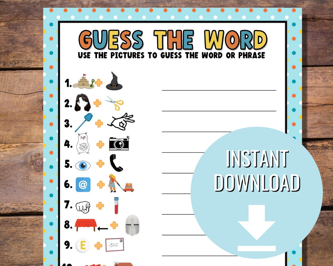 Guess the Word Game Rebus Puzzles and Brain Teasers Rainy - Etsy Canada