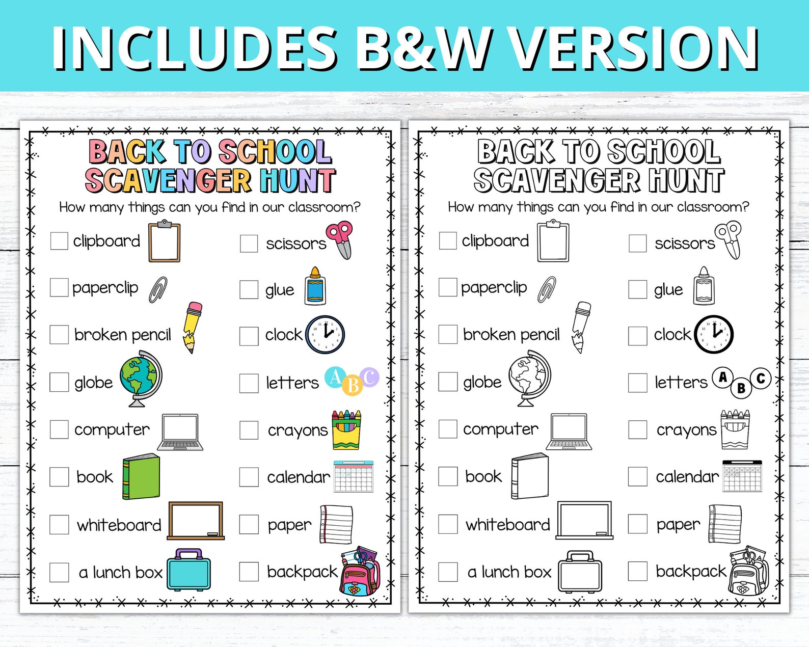 Back to School Scavenger Hunt, Classroom Scavenger Hunt Printable for ...