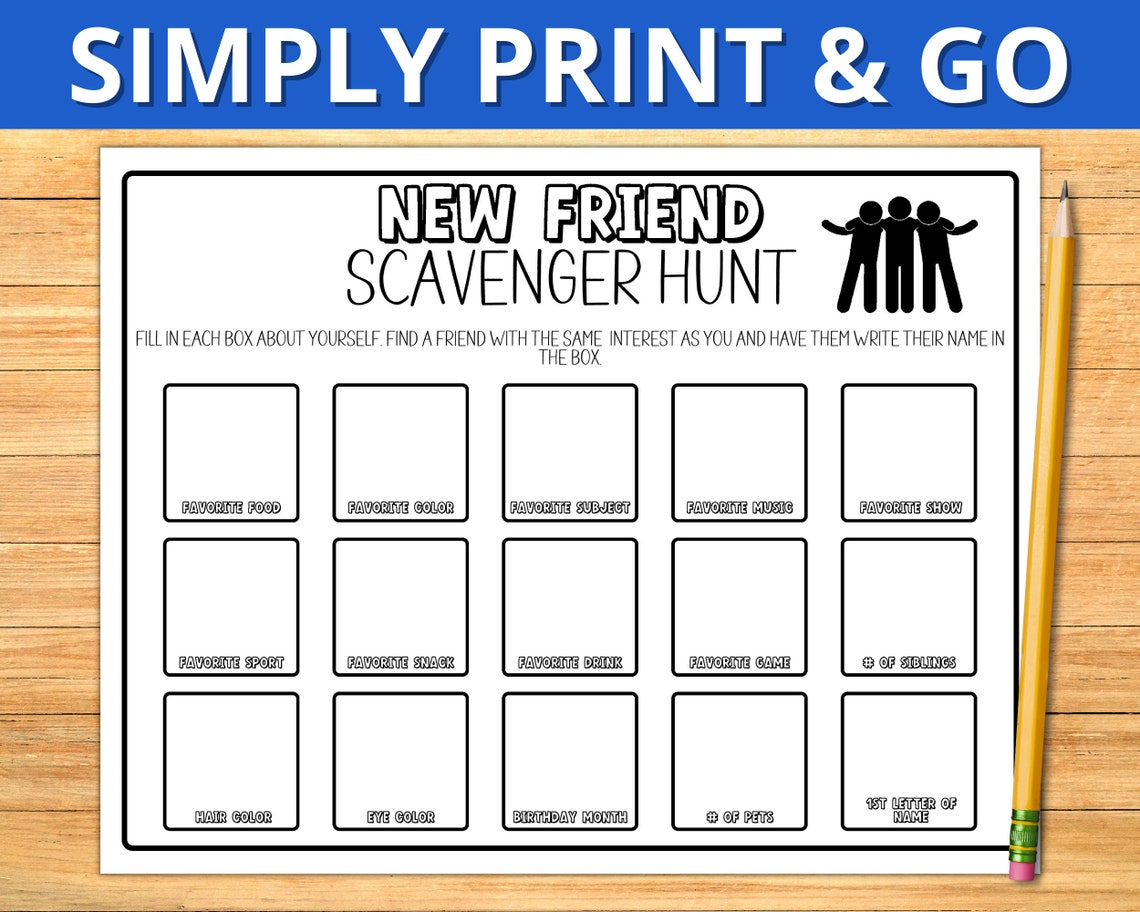 Back to School New Friend Scavenger Hunt Find Someone Who - Etsy